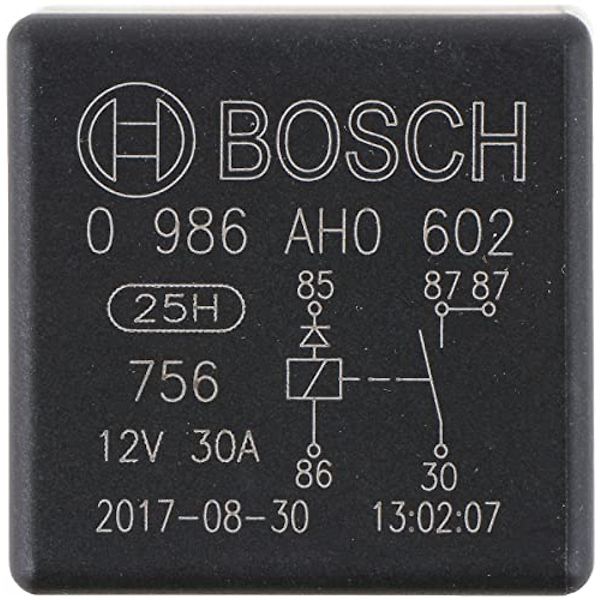 Bosch 0986AH0602 Mini Relay 12V 20A, 2x87, IP5K4, Operating Temperature from -40 Degree to 100 Degree C, 5 Pin Relay
