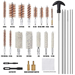 Gun Cleaning Kit, Universal Gun Brushes for Hunting Pistol Rifle Handgun shot for Most Guns with Carrying Case