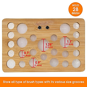Bamboo Brush Makeup Cosmetic Air Drying Rack Tower Acrylic Folding Brushes Dryer Holder Display Organizer Stand with Silicone Brush Cleaner Mat Support Tray(26 Hole, FULLY ASSEMBLED) – MK288B
