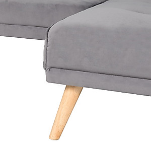 Eafurn L-Shaped Convertible Sectional Sofa with Chaise Lounge and Adjustable Spilt Backrest,3 Seater Soft Velvet Sleeper Couch Bed with Wooden Legs,Tufted Corner Sofa & Couch with Throw Pillows