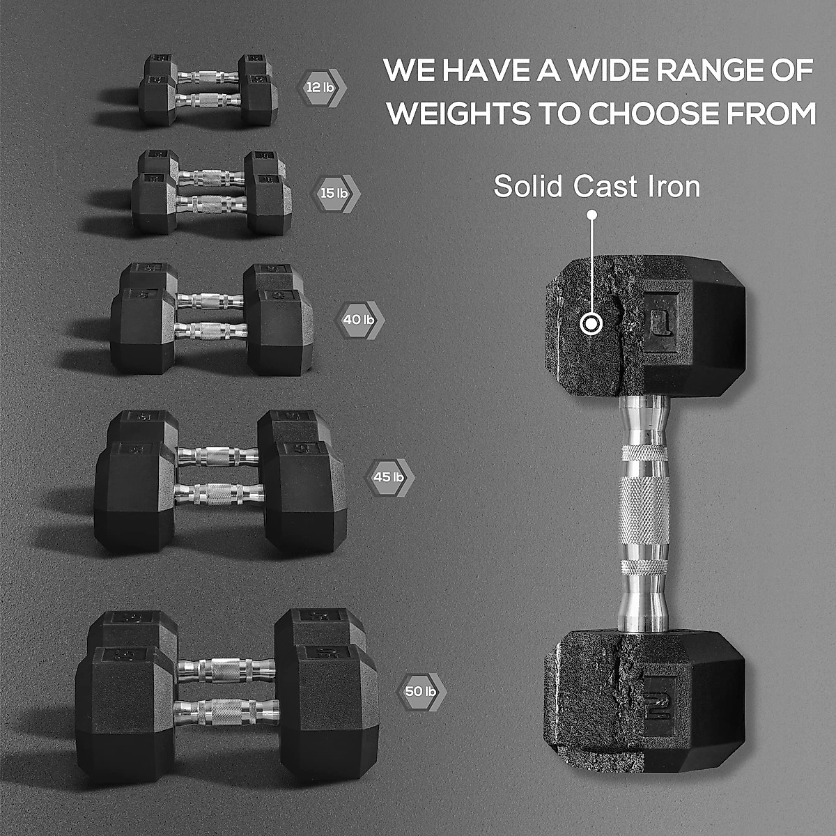 Soozier 2 x 12lbs Hex Dumbbell Set of 2, Rubber Weights Exercise Fitness Dumbbell with Non-Slip Handles, Anti-roll, for Women or Men Home Gym Workout