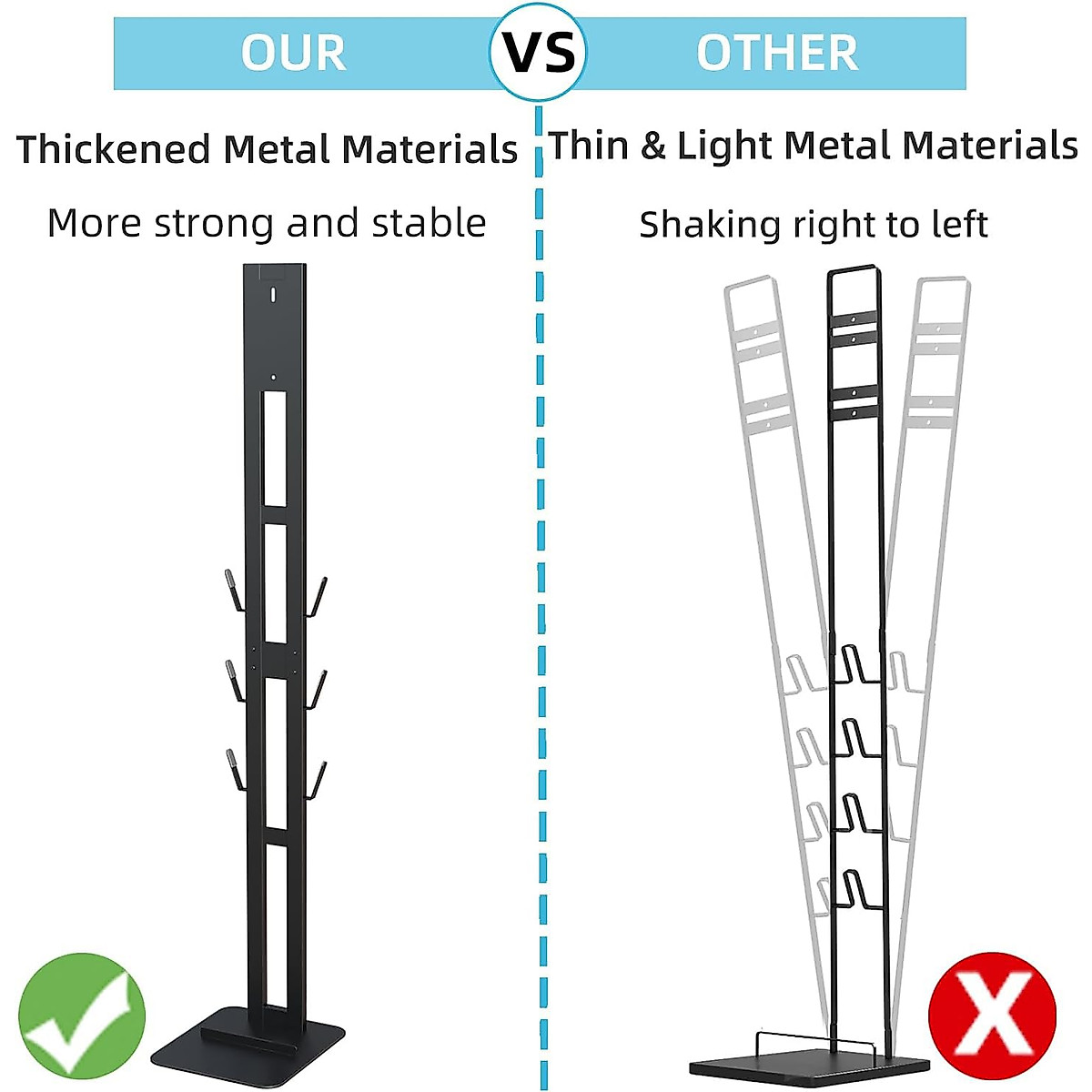 Docking Station Holder Vacuum Stand Rack Compatible with V15 Detect, V11 V10 V8 V7 V6 Cordless Vacuum Cleaners, Floor Docking Station Metal Organizer Bracket with 6 Hooks, Matte Black