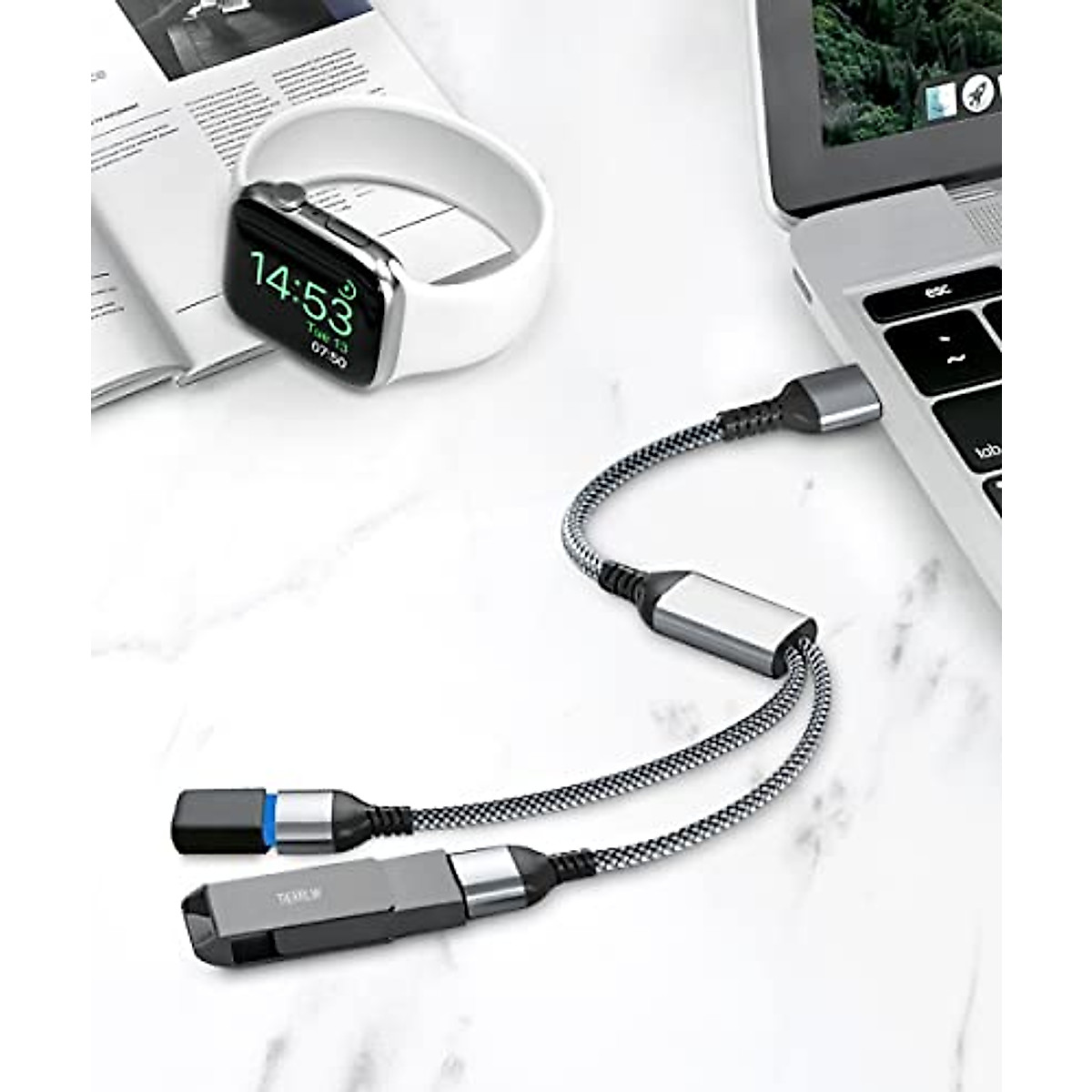 Basesailor USB Splitter 1 in 2 Out 1FT,USB A Male to Double Female Y Cable Extension Adapter,Dual USB Port Extender Hub,Data Charger Power Split for Car,Xbox One Series,PS4,PS5,Laptop,Keyboard,Mouse