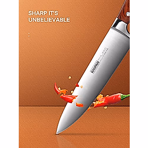 Knipan Kitchen Knife Sets with Block, 16PCS Professional Stainless Steel Forged Chef Knife Block Set, Ultra Sharp Knives with Wood Handle, Brown