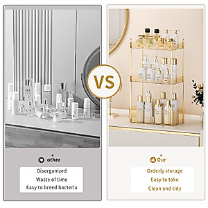 Nohozi 3 Tier Bathroom Countertop Organizer, Makeup Skin Care Organizer, Perfume Tray Vanity Countertop Organizer for Bathroom Countertops