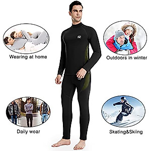 MEETWEE Men's Thermal Underwear Set, Winter Ski Gear Fleece Lined Long Johns Base Layer Warm Top & Bottom for Skiing Black