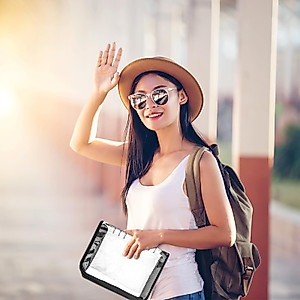 Fixwal Earring Organizer Case, Travel Jewelry Organizer Transparent Jewelry Storage Book Set for Earring Necklace Ring Holder with Small Clear Zippered Pouch (Black)