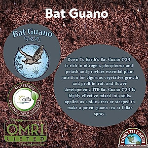 Down to Earth Organic Bat Guano Fertilizer Mix 7-3-1, 2 lb
