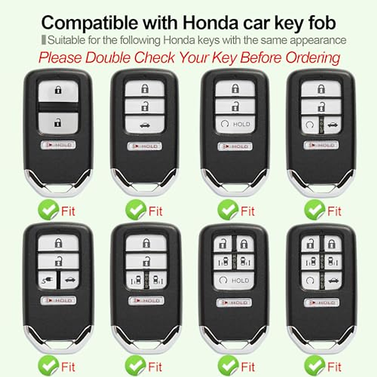 ZSPDACC compatible with Honda Key Fob Cover Black TPU Car Key case Holder Key chain Protector Compatible with Civic Accord Pilot Odyssey CR-V Clarity HR-V Insight Passport Ridgeline Accessories