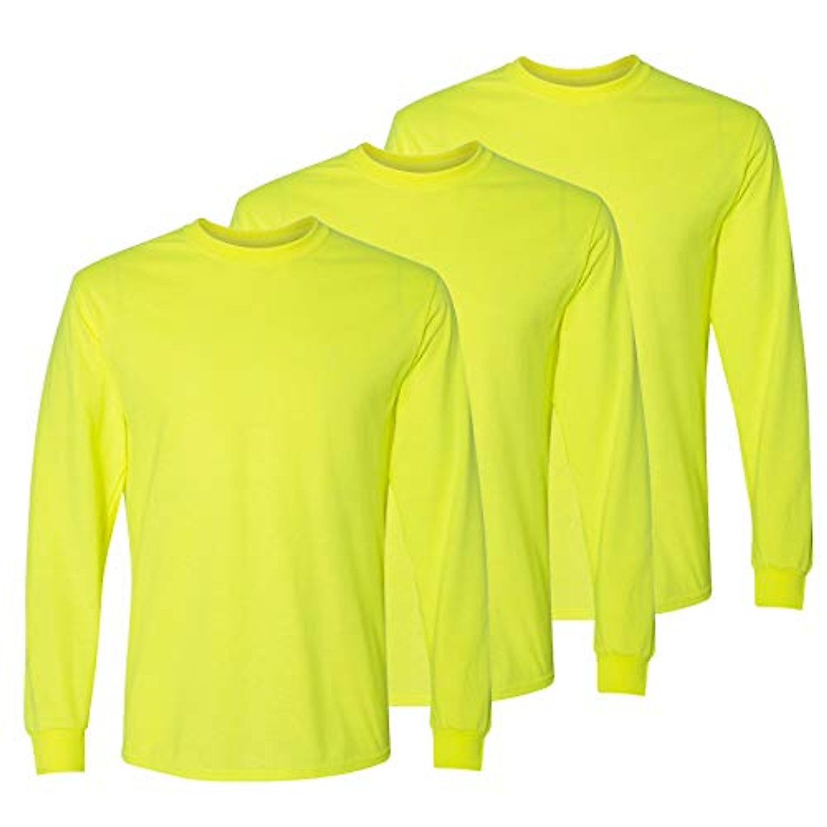 Safety High Visibility Long Sleeve Construction Work Shirts Pack for Men (Safety Yellow (3pk), X-Large)