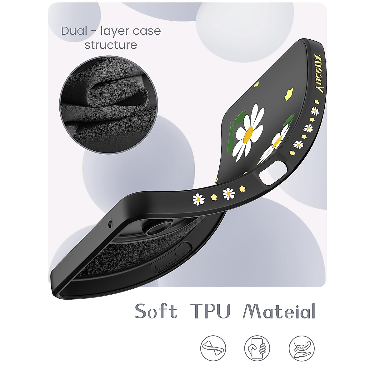 Yucenx for Oneplus Nord n30 5G Case, Girls Women Florals Liquid Silicone Phone Case, Shockproof Anti-Scratch Soft Protection Case with Screen Protectors for OnePlus Nord N30 5G (Black)