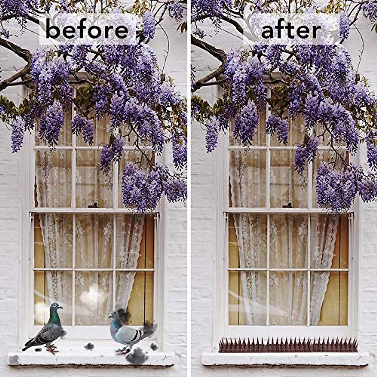 Defender Spikes, Upgraded Bird and Cat Repellent for Pigeon, Cat and Small Animals - Protect Your Sofa, Garden, Outdoor Walls, Anti Theft Climb, Plastic Security Fence Spikes, 12 Pack