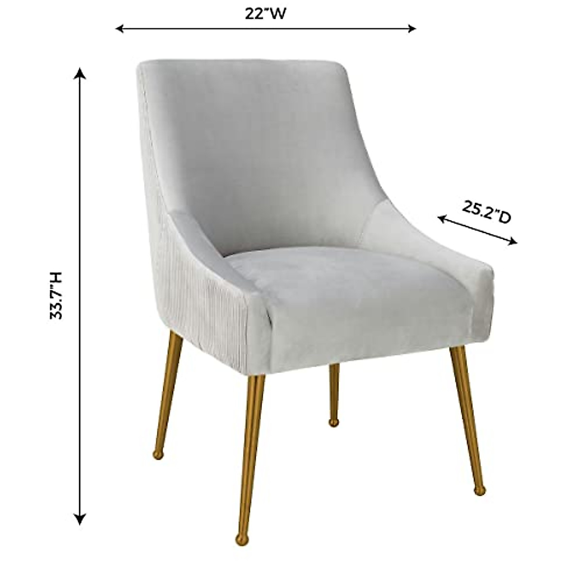 TOV Furniture Beatrix 19" Transitional Velvet Side Chair in Light Gray