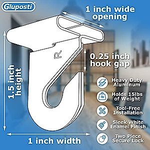 12 Drop Ceiling Hooks for Hanging Lights & Classroom Ceiling Decorations on Drop Ceiling Tiles, Aluminum T Bar Drop Ceiling Grid Hooks, T Track Bar Metal Hooks, Ceiling Hanging Hook Holds 15lbs