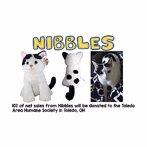 Shelter Pets Series One: Nibbles The Cat - 10" White and Black Kitten Plush Toy Stuffed Animal - Based on Real-Life Adopted Pets - Benefiting The Animal Shelters They were Adopted from