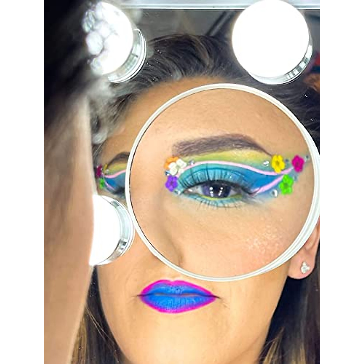 Kotdning Large Vanity Mirror with Lights, Hollywood Lighted Makeup Mirror with 12 Dimmable LED Bulbs for Dressing Room & Bedroom, Detachable 10x Magnification 360°Ratation