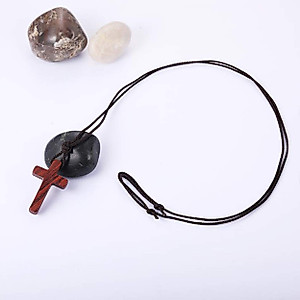 Natural Sandalwood Wooden Cross Pendant Necklaces for Women Men Handcrafted Gift Wood Hang from Rearview Mirror Pendant Decoration