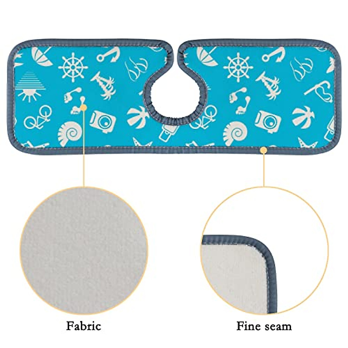 Kitchen Faucet Absorbent Mat 4 Pieces Summer Symbols Blue Faucet Sink Splash Guard Bathroom Counter and RV,Faucet Counter Sink Water Stains Preventer