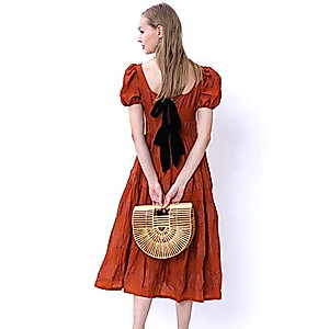 Miuco Womens Bamboo Handbag Handmade Large Tote Bag Size Small