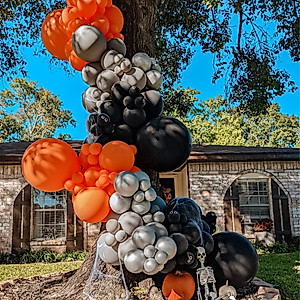 164Pcs Halloween Balloons Garland Kit for Halloween Party Decorations,Orange Apricot Off-White Balloons with Pumpkin Foil Balloons for Baby Shower Birthday Halloween Party