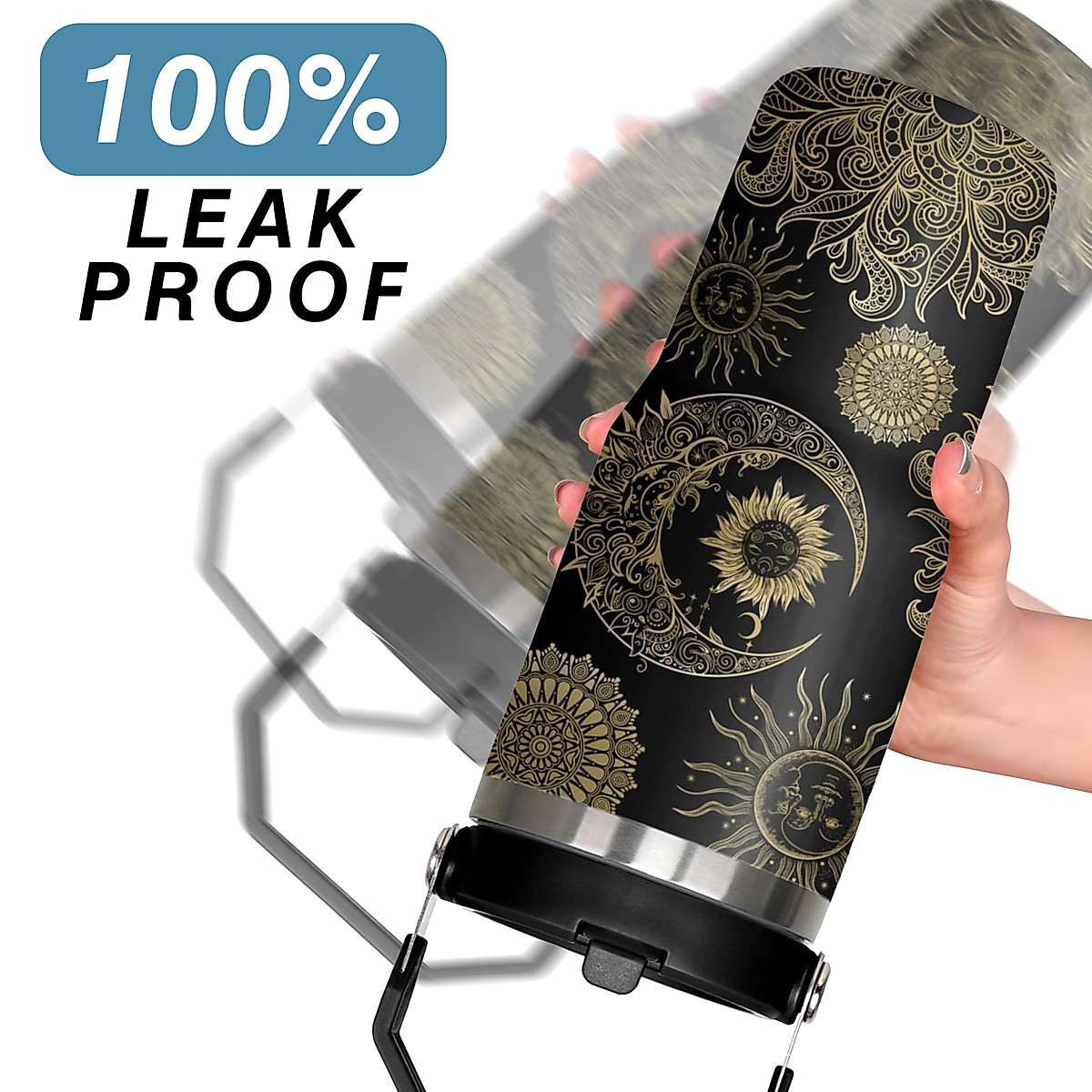 30oz Insulated Sun and Moon Tumbler with Handle, Featuring a Leak-proof 2-in-1 Lid and Straw,Vacuum-insulated Travel Coffee Mug, Portable Stainless Steel Water Bottle, Suitable for Both Women and Men