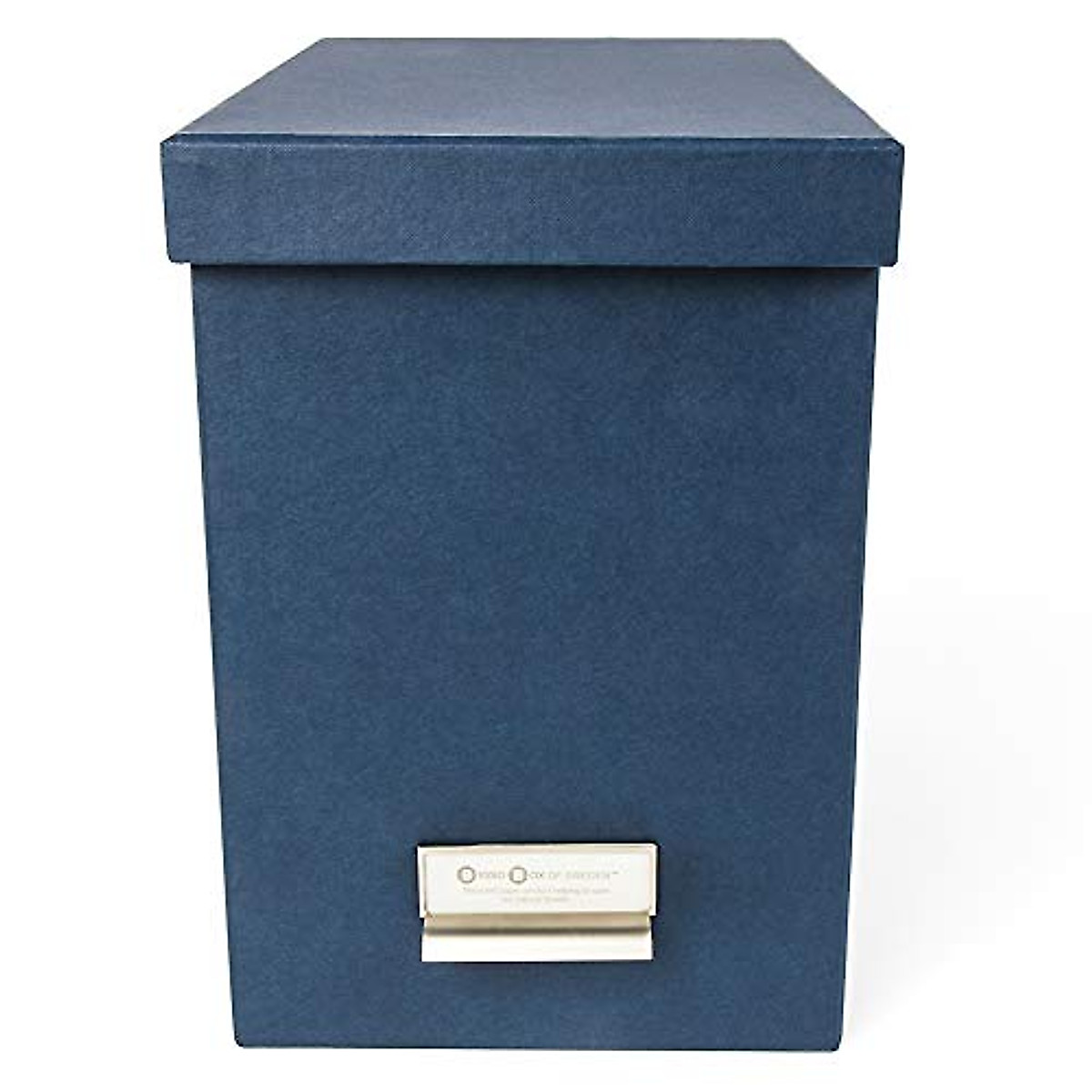 Bigso John Fiberboard Label Frame Desktop File Storage Box Document Organizer for Important Paperwork Durable Hanging File Box with a Lid & Metal Label Window 7.4’’ x 13’’ x 10.4’’ Blue
