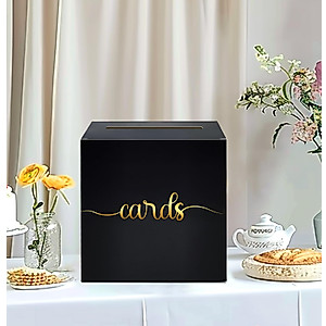 SietDESEO Black and Gold Card Box for Party Envelope Box Money Card Box Gift Card Box Holder for Wedding Reception Baby Shower Birthday Card Box