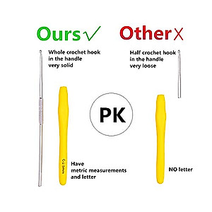 YOKER Crochet Hooks Set, 14 Sizes 2mm(B)-10mm(N) Ergonomic Crochet Needles with Case for Arthritic Hands, Extra Long Crochet Kit