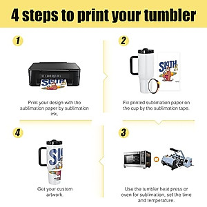 AGH 2 Pack 40 oz Sublimation White Tumbler with Black Handle and Stainless Steel Straw, Insulated Double Wall Vacuum Reusable Cups with Black Leakproof Lid