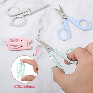 Folding Scissors Small Scissors Travel Scissors Safety Scissors Stainless steel Mini Scissors with Safety Cap Cute Scissors for Scrapbook Cutting Sewing DIY Handmade Daily and Travel Use (5 Pack)