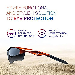 ToolFreak Polarized Rebel Safety Glasses - Dark Smoke Tinted Lens - ANSI z87.1-2015 Rated, U6 UV Rating - Brow Ventilation, Secure Fit & Distortion-Free - Case, Cloth & Neck Cord Included