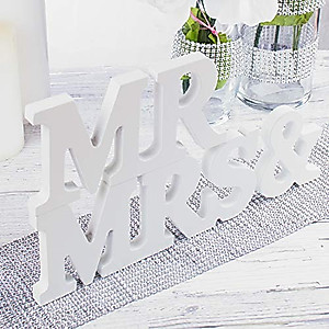 Super Z Outlet White Wooden Mr and Mrs Signs Wedding Present for Party Table Top Dinner Decoration, Display Stand Figures, Home Wall