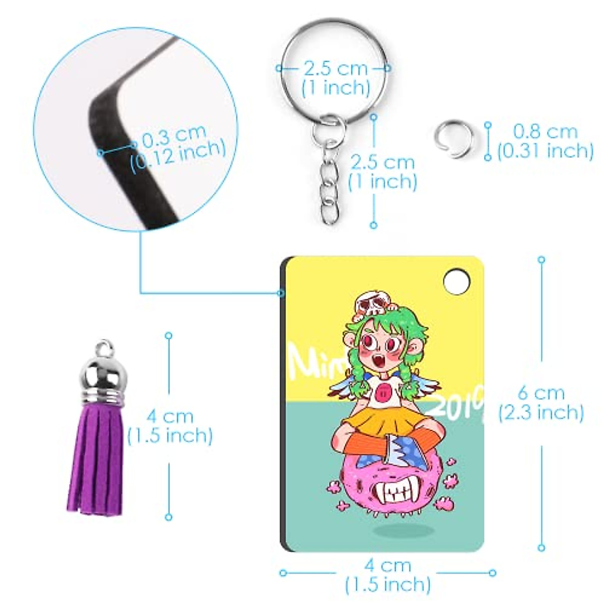 HTVRONT Sublimation Keychain Blanks Bulk - 120Pcs Sublimation Blanks Keychain with Blue Protective Film - MDF Rectangle Keychain with Tassels - Heat Transfer Keychain Blanks Double Sided