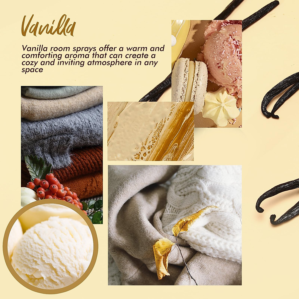 Fragrant Room Spray, Vanilla, 3 x 3.4 fl oz, Air Fresheners Odor Eliminator for Home, Bathroom, Concentrated Room Spray