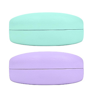 CHZZMS 2 PACK Large Hard Shell Sunglasses Case, Protective Case For Sunglasses and Eyeglasses (cyan+purple)