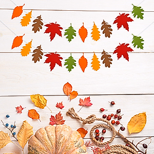 VILIFEVER Felt Fall Maple Leaves Garland Banner for Fall Thanksgiving Mantle Decorations, Autumn Home Farmhouse Decor Maple Leaf Hanging Streamer for Fall Wedding Birthday Party Supplies