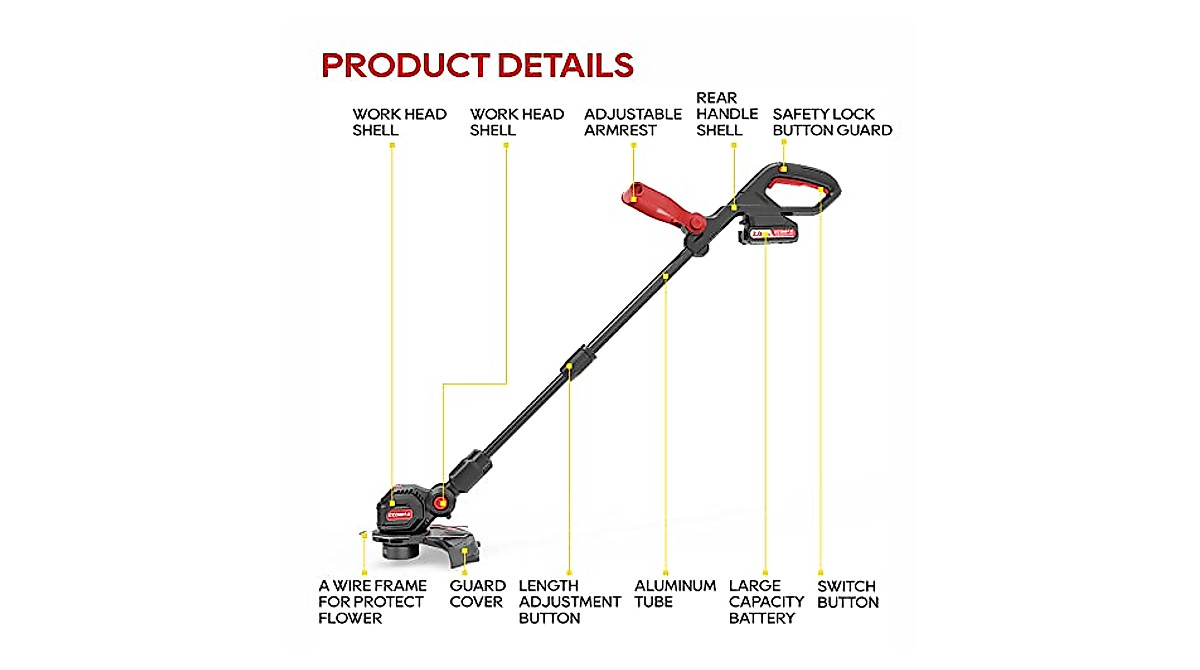 Ecomax 18V Cordless String Trimmer & Edger | Easy Lawn Care