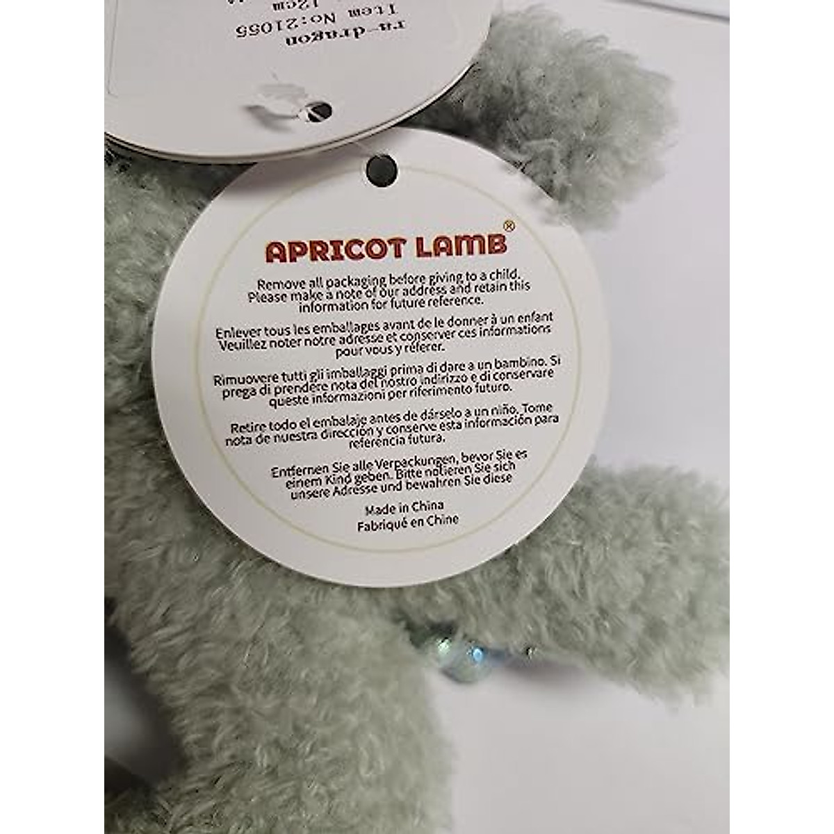 Apricot Lamb Baby Dragon Dinosaur Soft Rattle Toy, Plush Stuffed Animal for Newborn Soft Hand Grip Shaker Over 0 Months (Dragon, 6 Inches)