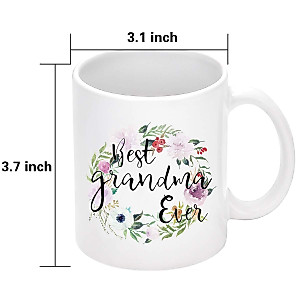 YHRJWN Best Grandma Ever Mug Best Grandma Gifts - Grandma Coffee Mug - Grandma Birthday Gifts from Granddaughter Grandchildren Grandson - Coffee Mug Gifts for Grandma 11Oz