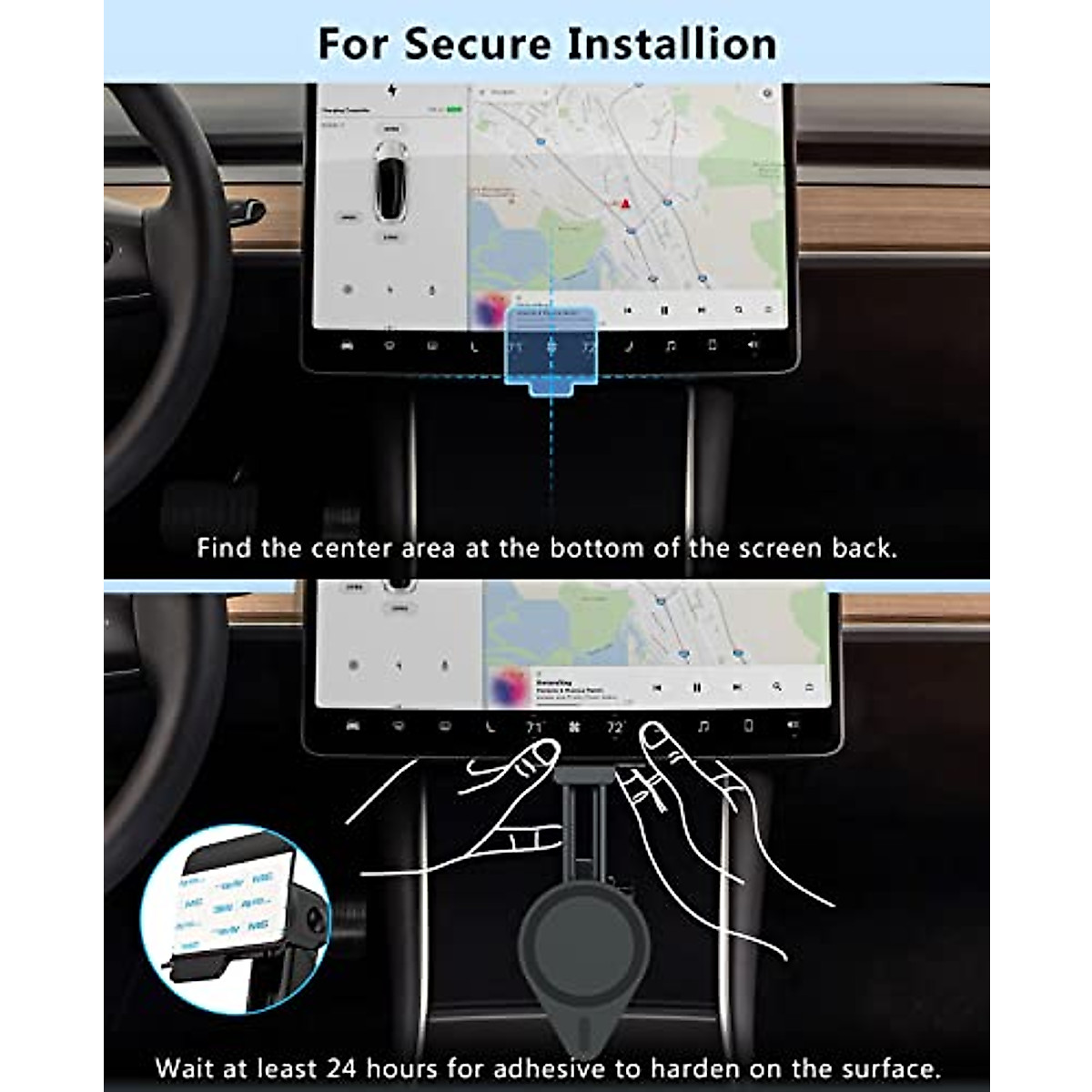 SUPERONE Designed for Tesla MagSafe Phone Mount Compatible with Model 3 & Model Y, [Super Strong Magnet] [2 Metal Rings] Compatible with iPhone 14 13 Pro/Max/Mini 12 11 X 8, Samsung, Google Pixel More