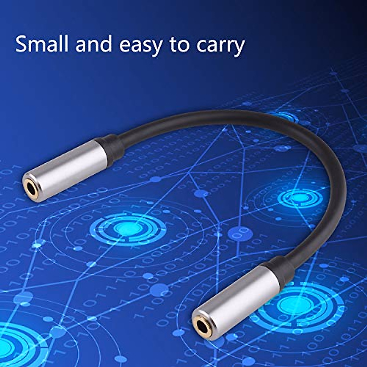 Pasow 3.5mm Female to Female Adapter Cable TRS Stereo Audio AUX Connector Cod for Headphones, Car, HiFi - 15cm/6inch (Grey)