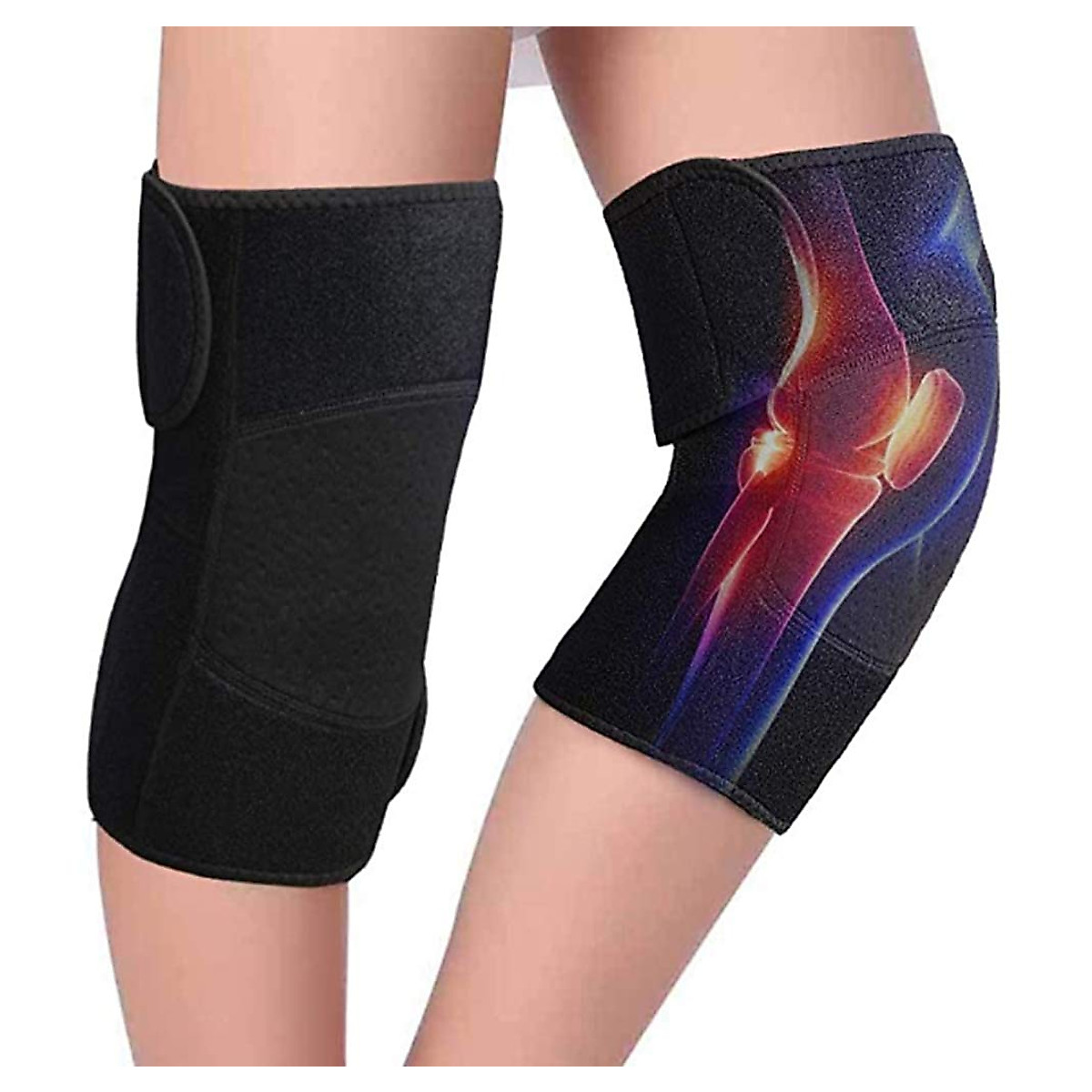 Ylucky 1 Pair Self-heating Knee Braces Magnetic Tourmaline Therapy Knee Pads Adjustable Knee Protective Belt Sleeves for Arthritis Joint Pain Relief and Injury Recovery