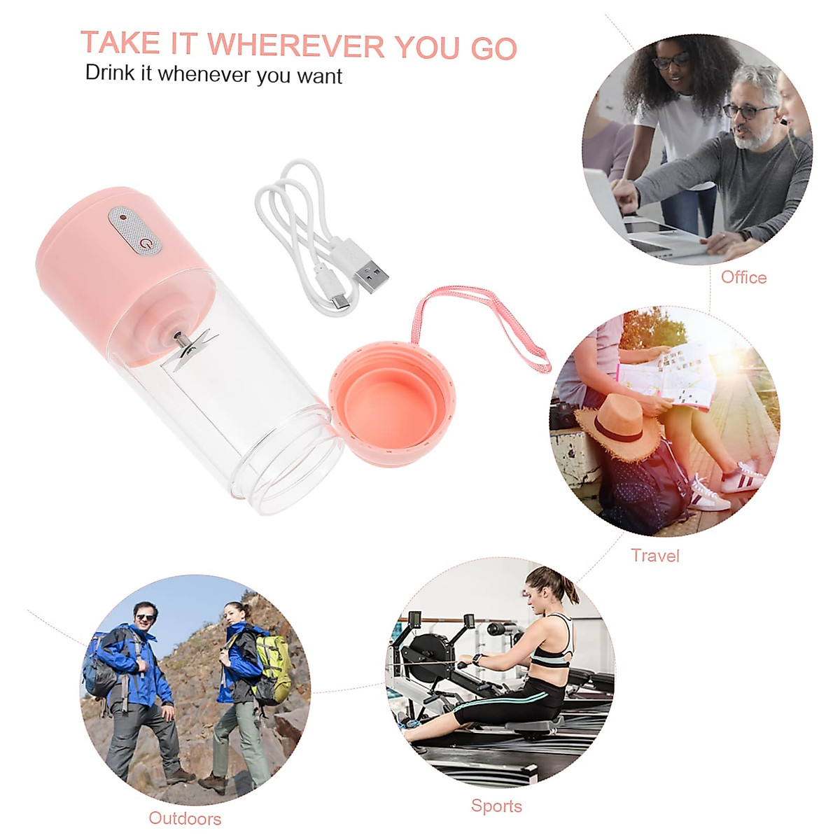 Holibanna 1 Set multifunctional juicer cup individual juicer cup blender shake mixer mini blender USB orange juicer maker travel Stainless steel portable machine