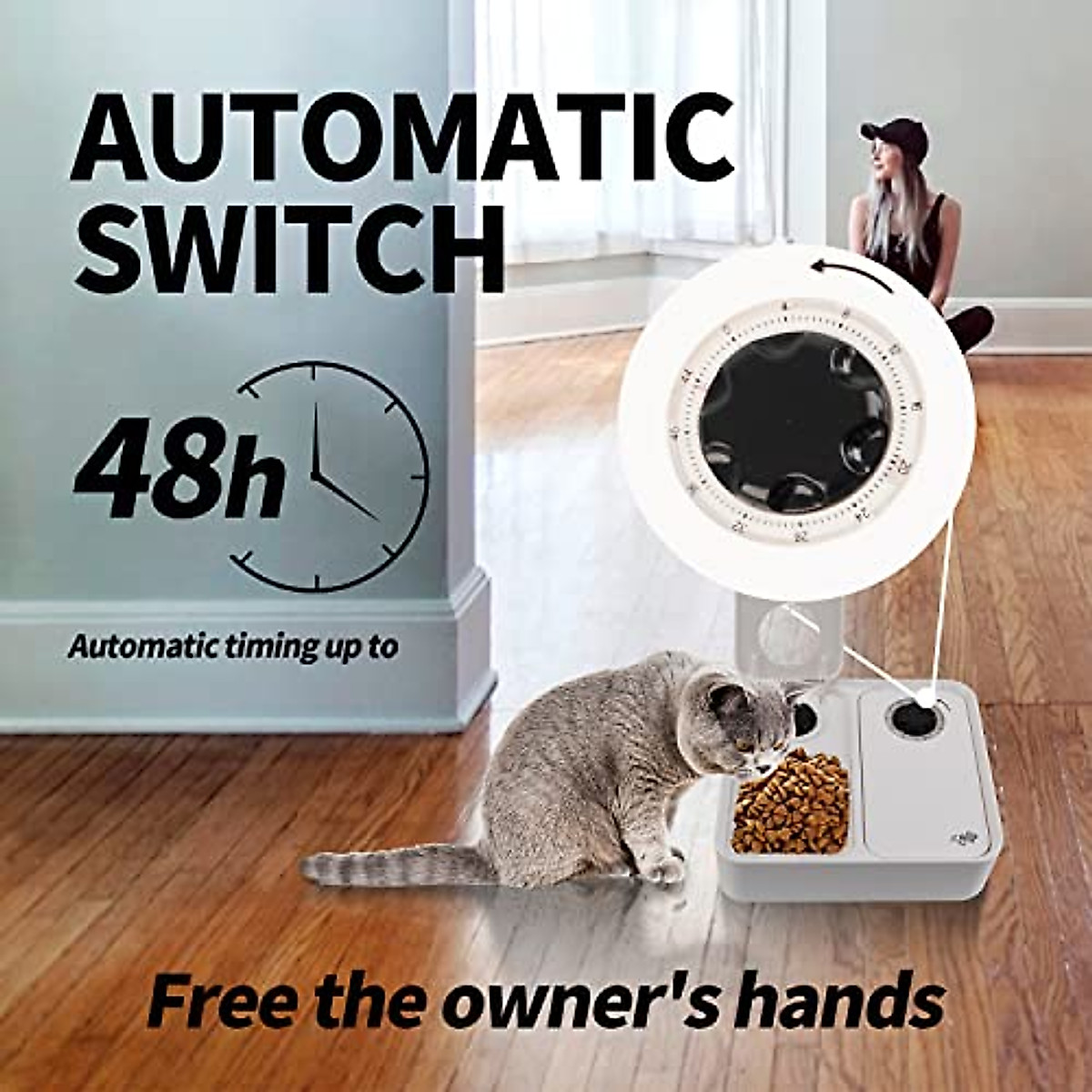 All for Paws Automatic Cat Feeder 2 Meal Dog Feeder, Dry and Wet Food Dispenser with 48-Hour Timer, Ice Pack Included, Dishwasher Safe