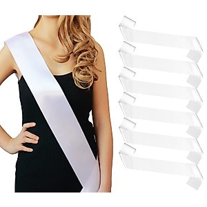 Docooniver 6pcs White Sashes Blank for Pageants,Senior Sashes 2024,Prom Queen Sashes Plain Satin Sashes Custom Personalized Sashes.