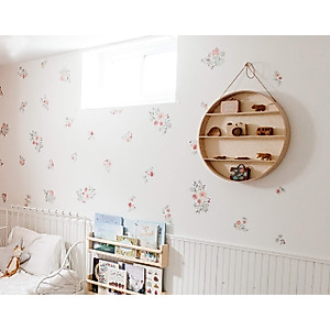 Modern Maxwell Wall Art Decals for Girls Nursery, Bedroom, Living Room “Blush” Watercolor Floral Room Sticker 80 Pieces