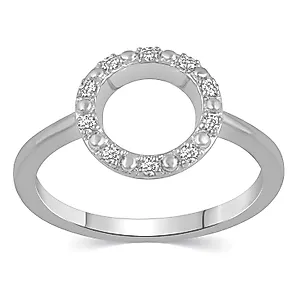 Fifth and Fine 1/10 CTW Diamond Circle Ring Set in Sterling Silver (White, 9)