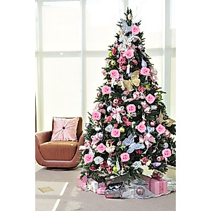 ICBOX Fake Roses,30pcs Light Pink Roses Glitter Flowers Artificial Roses with Stems for Crafts Wedding Bouquet Party Home Decor(Light Pink)