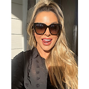 DIFF Bella II Oversized Designer Square Sunglasses for Women UV400 Protection, Black Trendy Fashion Frames