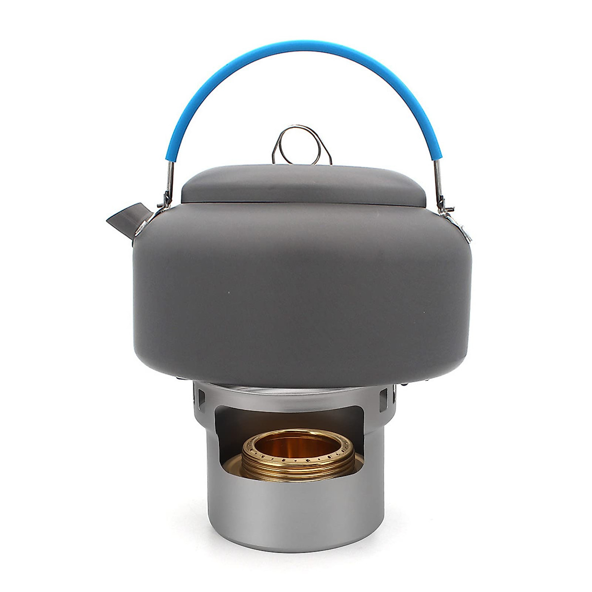 Alcohol Stove, Portable Aluminium Alloy Spirit Burner Easy to Hollow Bracket Sealing Ring with Storage Bag for Teapots(Grey)